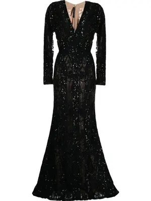 Elie Saab Sequin-embellished Fishtail Gown - Black