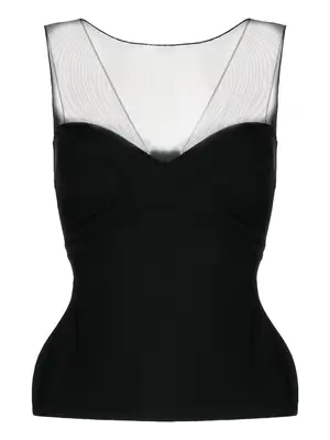 HERVE L. LEROUX Sheer-detail Strapless Top - Black