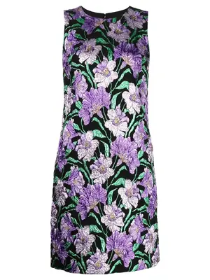 Carolina Herrera Floral-jacquard A-line Mini Dress - Multicolour