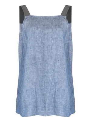 Fabiana Filippi Metallic Strap Linen Top - Blue