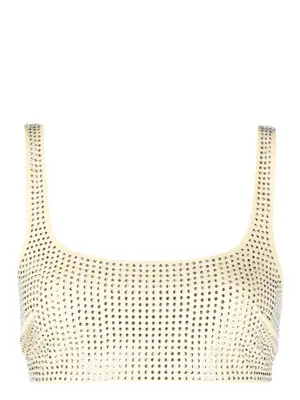 Patrizia Pepe Crystal Embellished Crop Top - Yellow