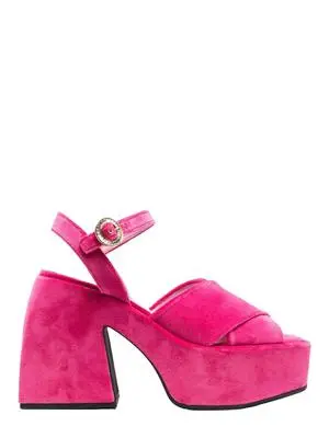 NODALETO Bulla Joni Velvet Platform Sandals - Pink