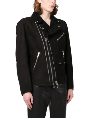LES HOMMES Suede Biker Jacket - Black