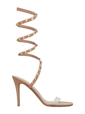 Valentino Garavani 100mm Rockstud Sandals - Neutrals