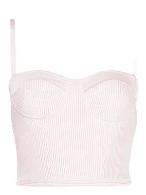 Alexander McQueen Rib-knitted Bustier Crop Top - Pink