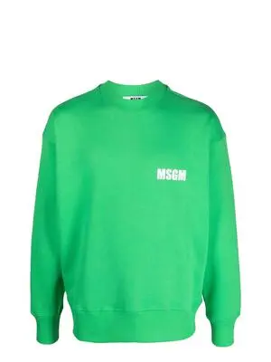 MSGM Logo-print Cotton Sweatshirt - Green