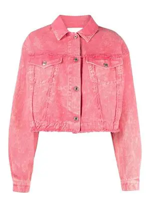 MSGM Frayed Denim Jacket - Pink