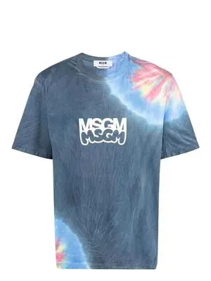MSGM Logo-print Tie-dye T-shirt - Blue