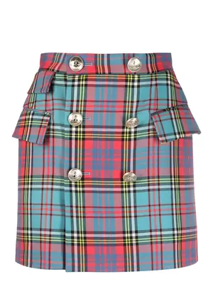 VIVIENNE WESTWOOD High-waisted Check-patterned Skirt - Blue