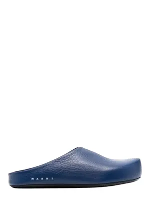 Marni Textured-leather Slippers - Blue