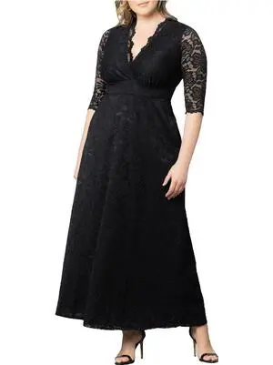 KIYONNA Maria Lace Evening Gown - Onyx