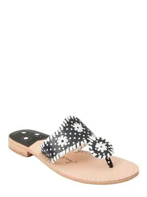 Jack Rogers Jack Rogers Jacks Flat Sandal Black/ Wht Dot Pat