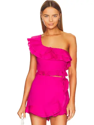 Show Me Your Mumu Leni Ruffle Top - Hot Pink