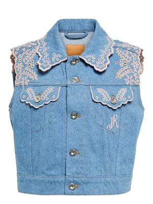 Rabanne Embroidered Denim Vest - Blue