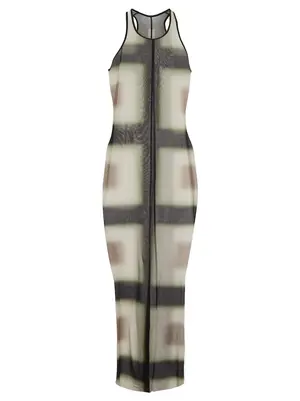 Rick Owens Printed Sheer Midi Dress - Brown