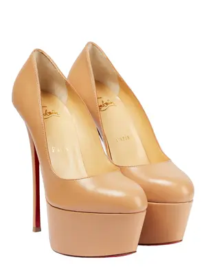 CHRISTIAN LOUBOUTIN Dolly Alta 160 Leather Platform Pumps - Neutrals