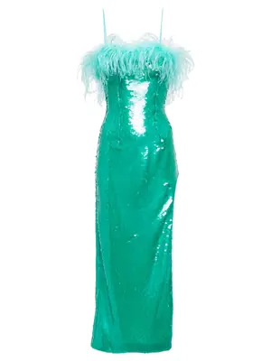 Giuseppe Di Morabito Feather-trimmed Sequined Midi Dress - Blue