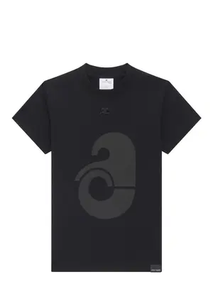 COURREGES Short-sleeve Cotton T-shirt - Black