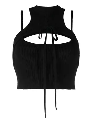 Monse Cut-out Ribbed Top - Black