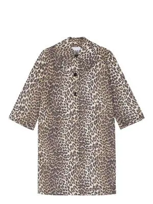 GANNI GANNI Leopard Print Mid-Length Coat