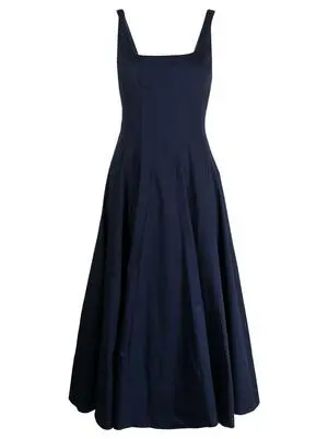 Staud Wells Square Neck Midi Dress - Blue
