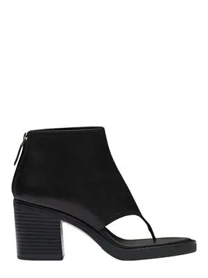 Miu Miu Leather Thong Ankle Boots - Black