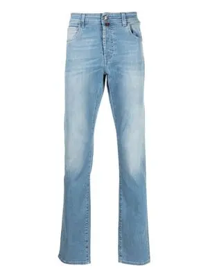 BILLIONAIRE Embroidered Straight-leg Jeans - Blue