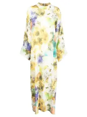 BAMBAH High-neck Kaftan Long Dress - Yellow
