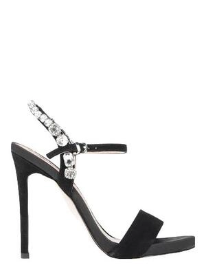 LUCIANO BARACHINI Suede Effect Stiletto Sandals With Rhinestones - Black