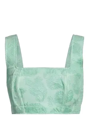 JIL SANDER JIL SANDER Jacquard Paisley Crop Top Green
