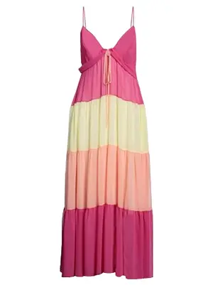 SIMONA CORSELLINI Flared Maxi Dress - Pink