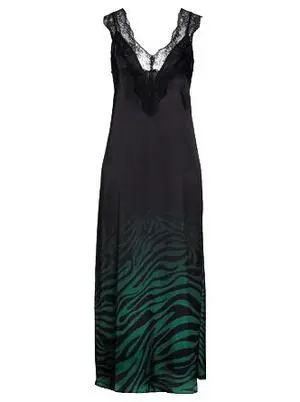 GAËLLE PARIS Zebra-print Maxi Slip Dress - Black