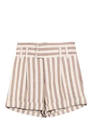 Dolce & Gabbana Striped Linen And Cotton Shorts - Beige