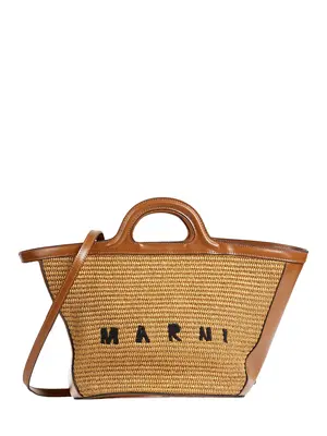 Marni Handbag In Cotton, Polyamide, And Leather Brown