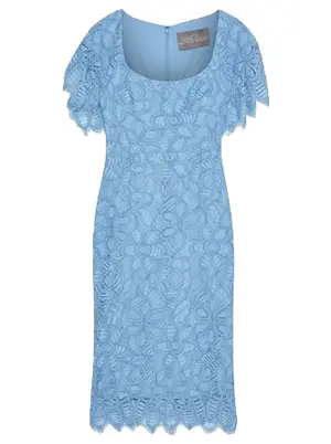 Lela Rose Lace Bodycon Midi Dress - Blue