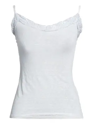 120% Lino Lace-Trimmed Linen Tank Top Grey