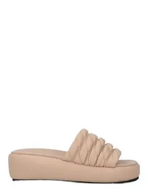 STRATEGIA Lilac Quilted Wedge Slides Pink