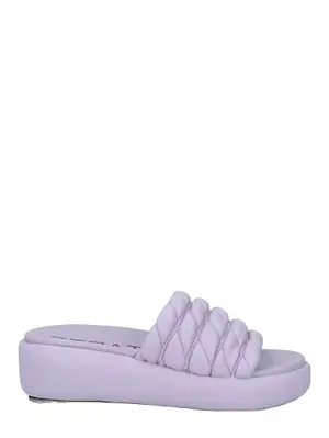 STRATEGIA Lilac Quilted Wedge Slides Purple