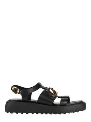 TOD'S TOD'S Black Calfskin Gladiator Sandals With Metal Appliqués Black