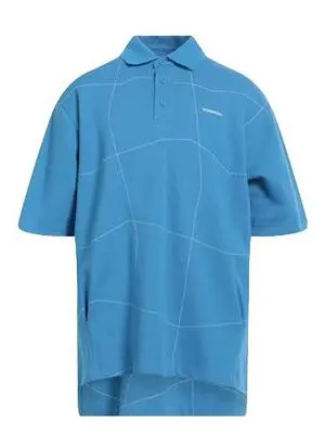 ADER ERROR Man Polo Shirt Azure Size 1 Cotton, Polyester Blue