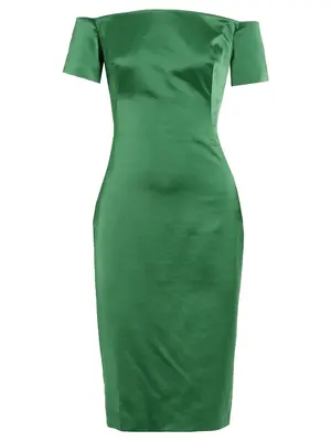 Lela Rose Off-the-shoulder Satin-crepe Dress - Emerald