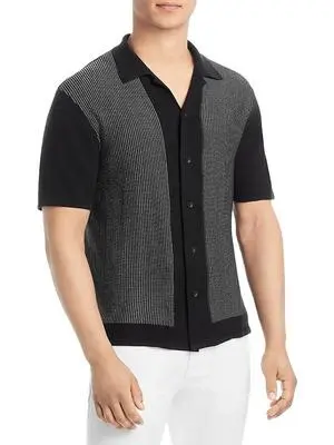 Rag & Bone Harvey Knit Camp Shirt Black White