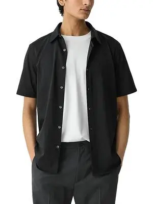 Theory Irving Short-sleeve Shirt In Structure Knit - Black