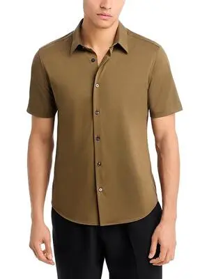 Theory Irving Short-sleeve Shirt In Structure Knit Duffle