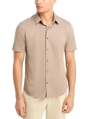 Theory Irving Short-sleeve Shirt In Structure Knit Feather