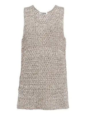 JIL SANDER Knitted Cotton-blend Top - Beige