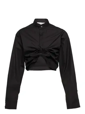 Alaïa Cropped Cotton Shirt - Black