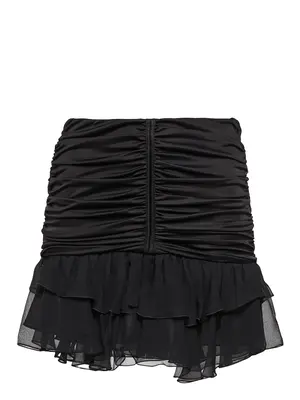 Blumarine Ruffle-trimmed Pleated Miniskirt - Black