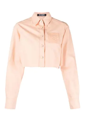 Raf Simons Logo-patch Cropped Jacket - Pink