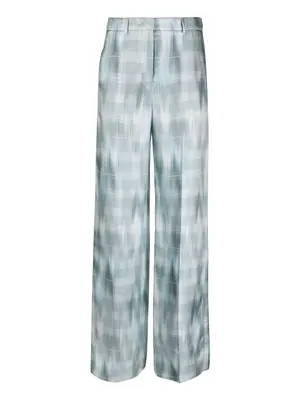 Giorgio Armani Prince Of Wales Silk Trousers - Blue